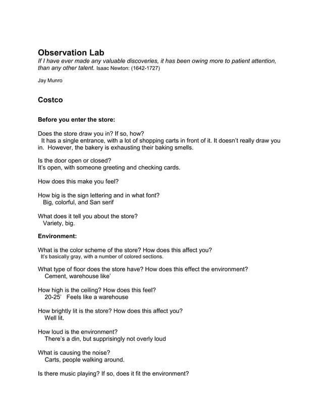 Observation lab 2 | PDF