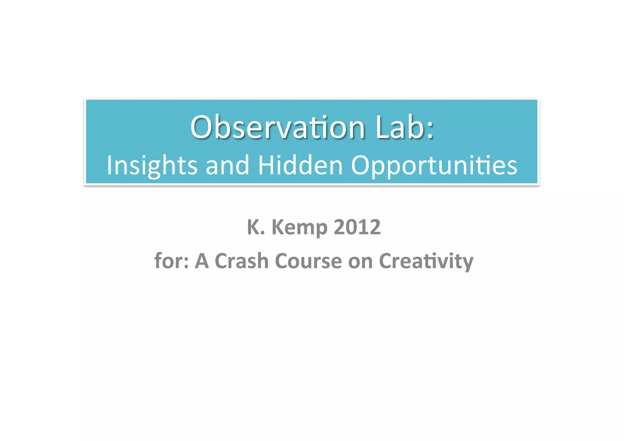 Observation lab presentation | PDF