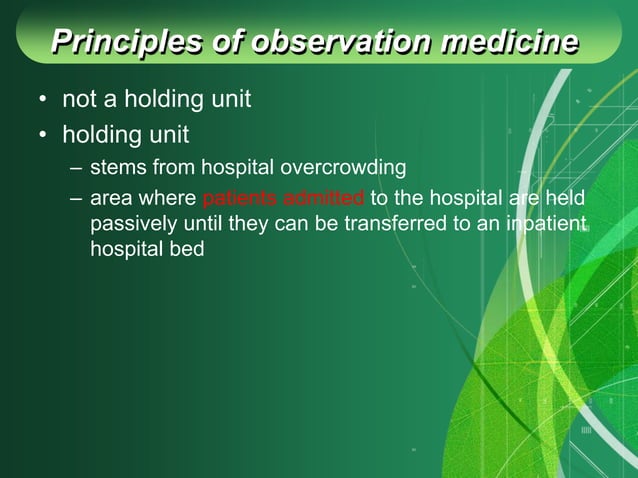 Observation medicine and clinical decision units | PPT