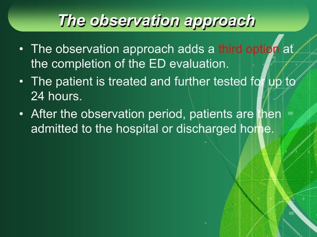 Observation medicine and clinical decision units | PPT