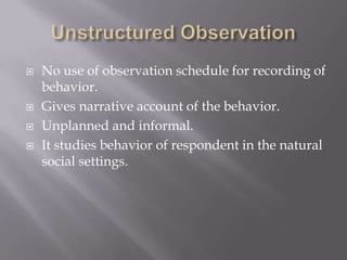 Observation method in sociological research | PPTX
