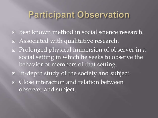 Observation method in sociological research | PPT