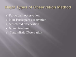 Observation method in sociological research | PPTX