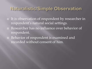 Observation method in sociological research | PPTX