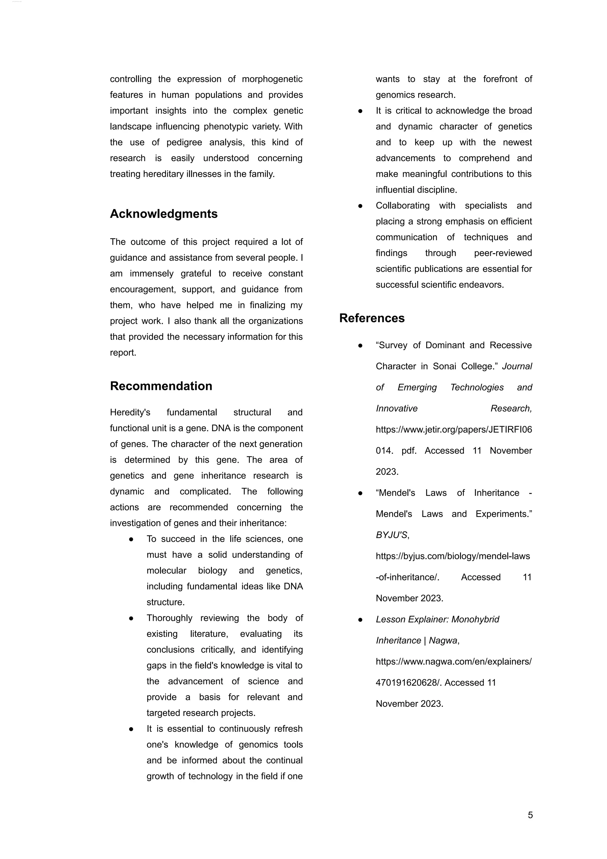 Observation of Dominant and Recessive Character in Humans | PDF