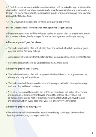 Observation of Teaching and Learning Procedure for Internal Staff | PDF ...