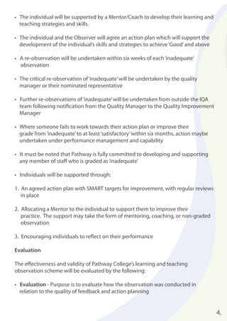 Observation of Teaching and Learning Procedure for Internal Staff | PDF ...