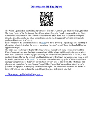 Observation Of The Opera | PDF