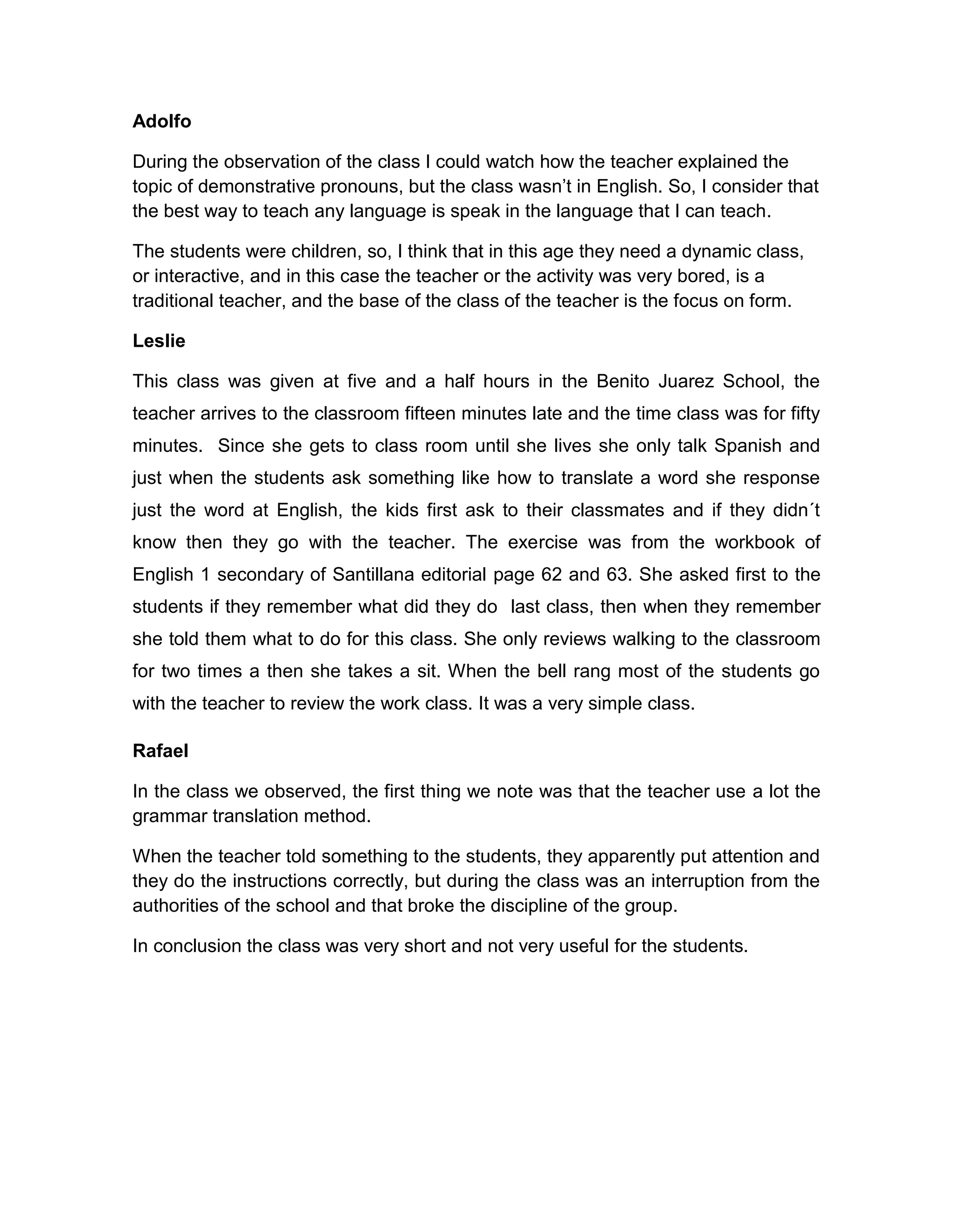 Observation reflection | DOCX