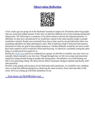 Observation Reflection | PDF