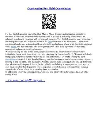 Observation Reflection | PDF