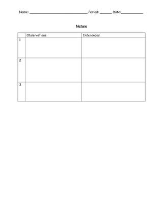 Observations and Inference Worksheet | DOCX
