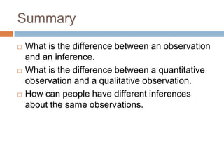 Observations And Inferences | PPTX