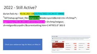 Observations and mitigation of Mozi botnet, presentation for mn NOG 4 | PPT