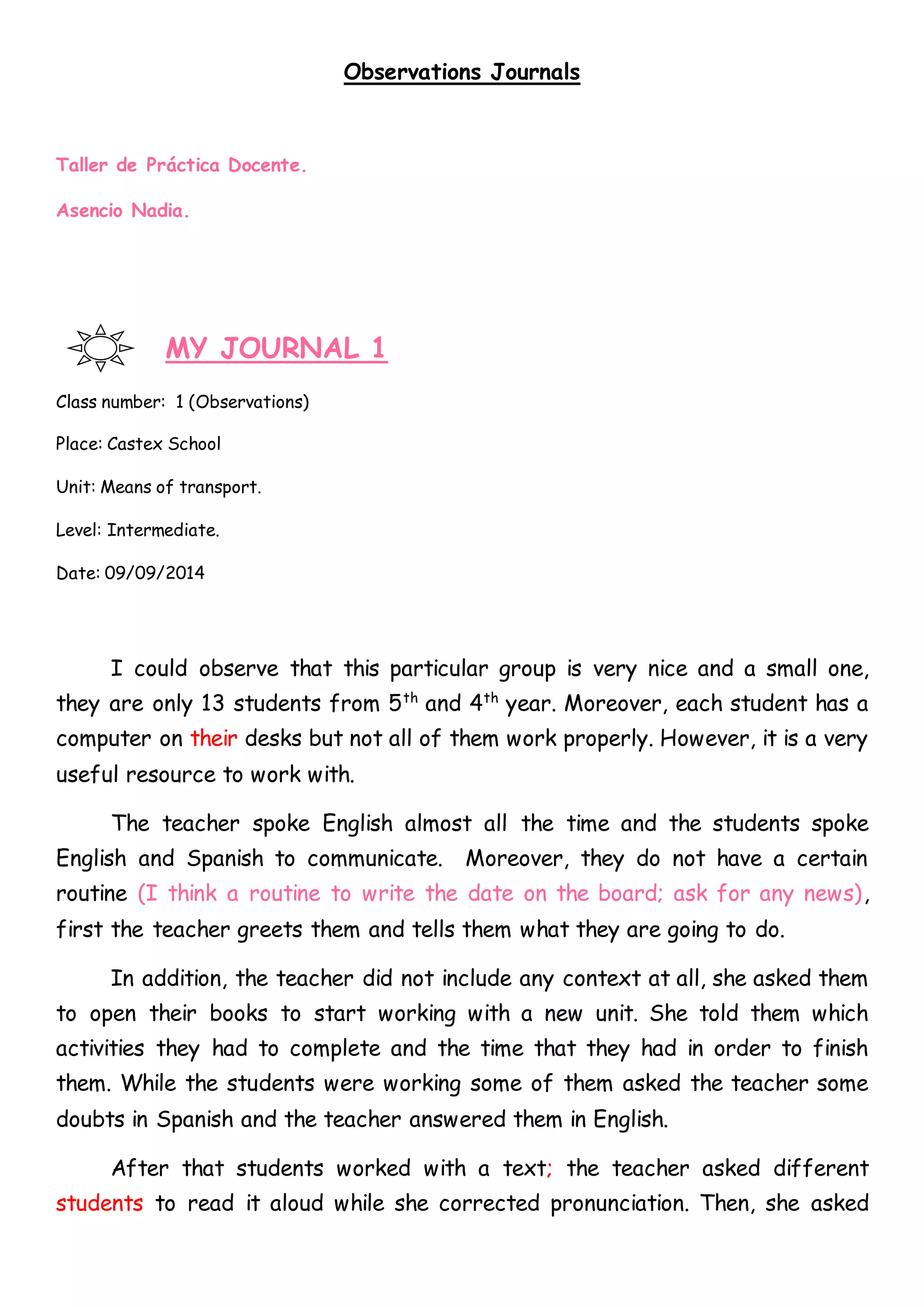 Observation and practicum journals third period | PDF