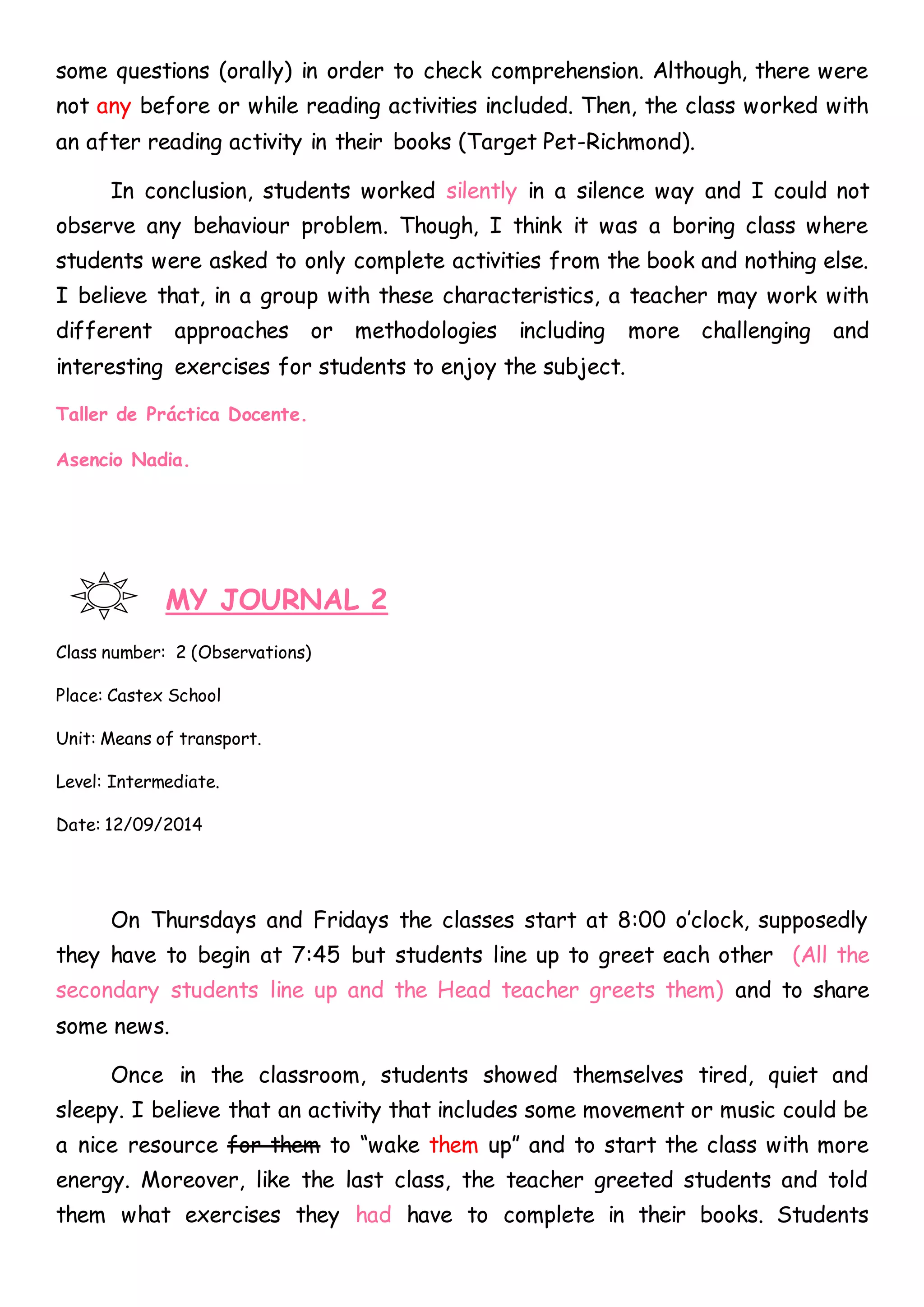 Observation and practicum journals third period | PDF