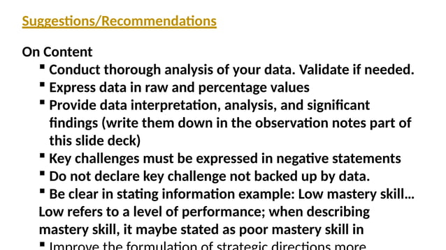 Observations and Recommendations during Presentations | PPT