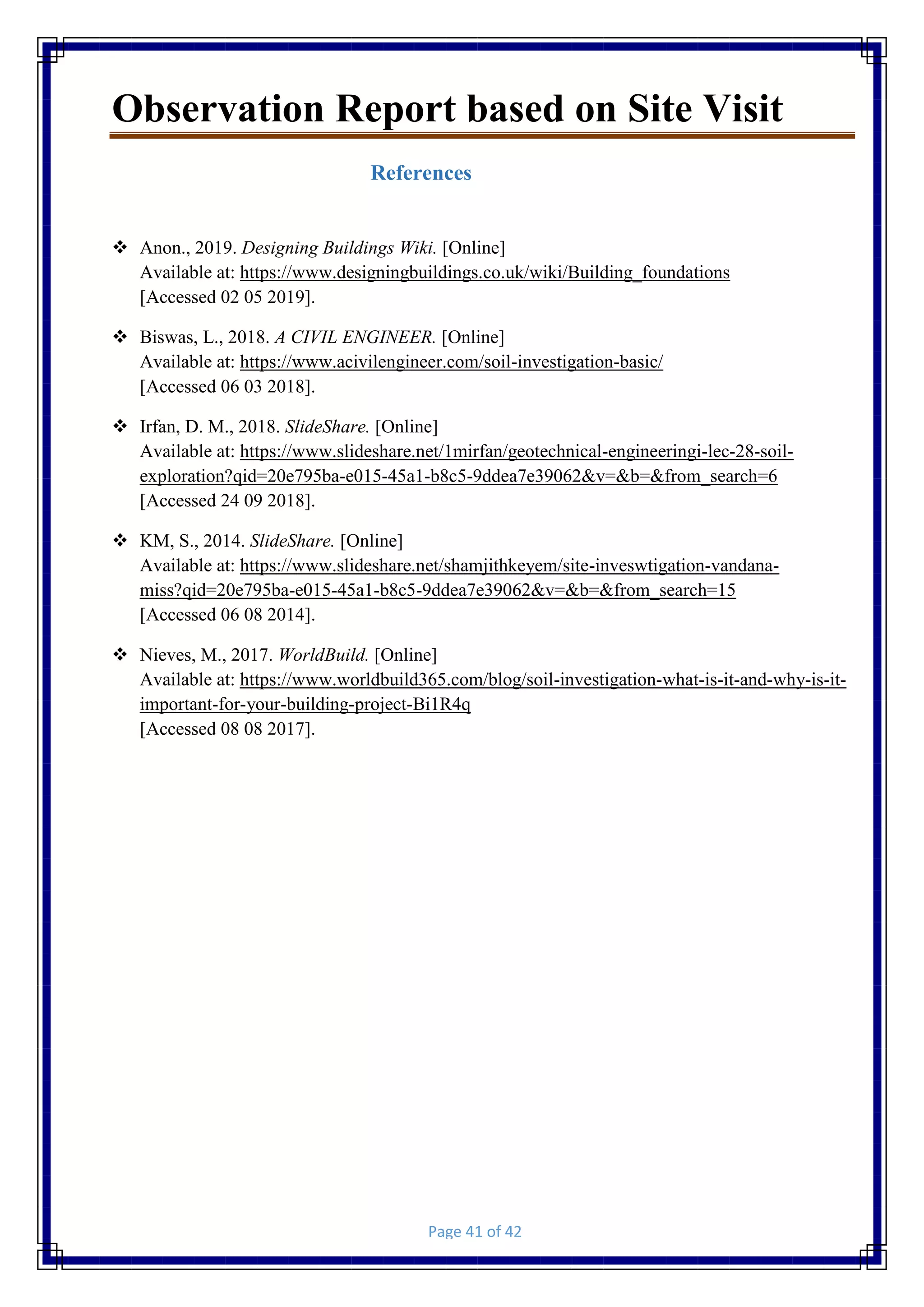 Observation site report | PDF