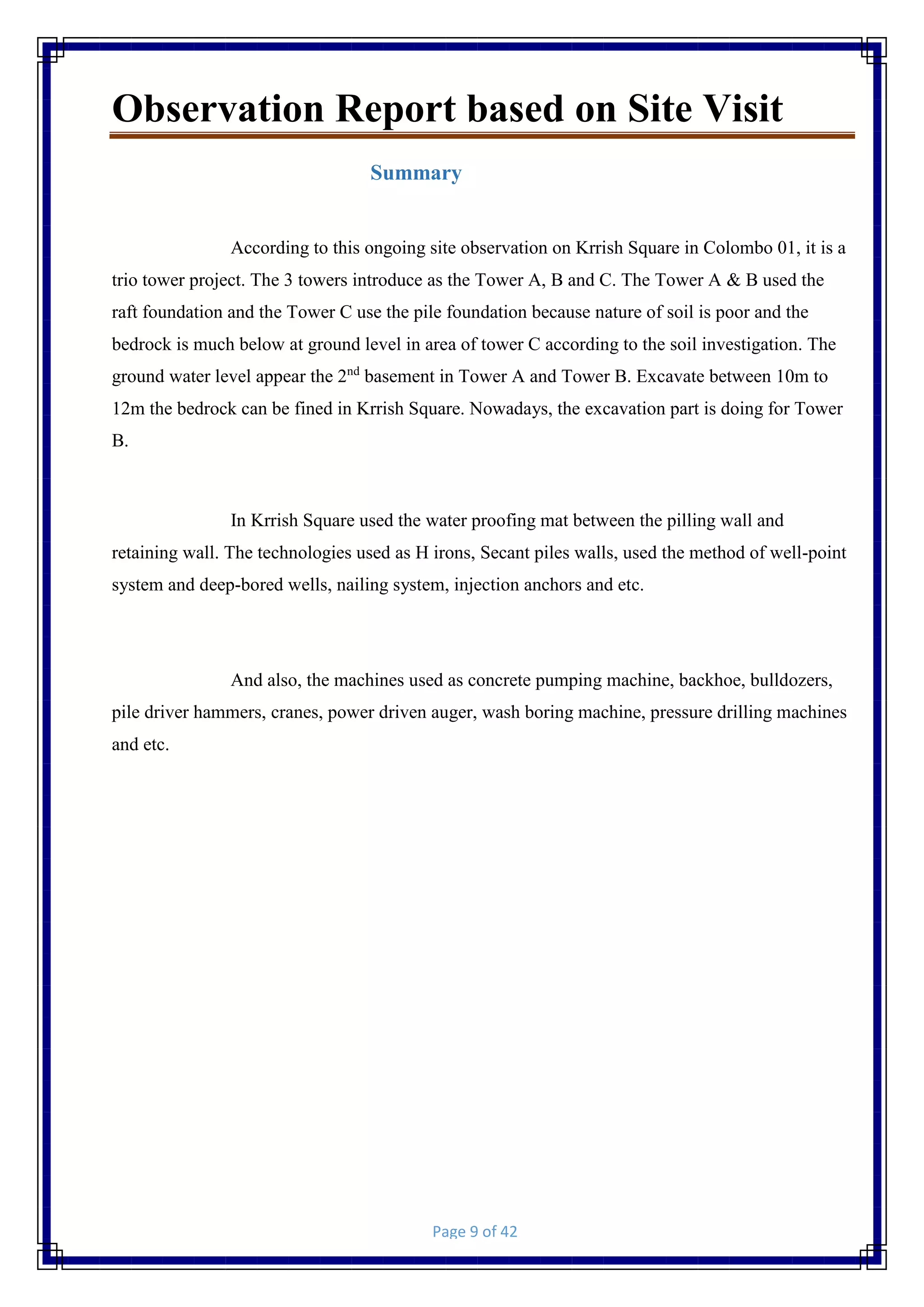 Observation site report | PDF