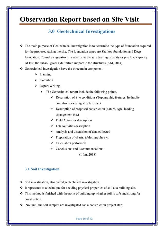 Observation site report | PDF | Civil Engineering Industry | Industries
