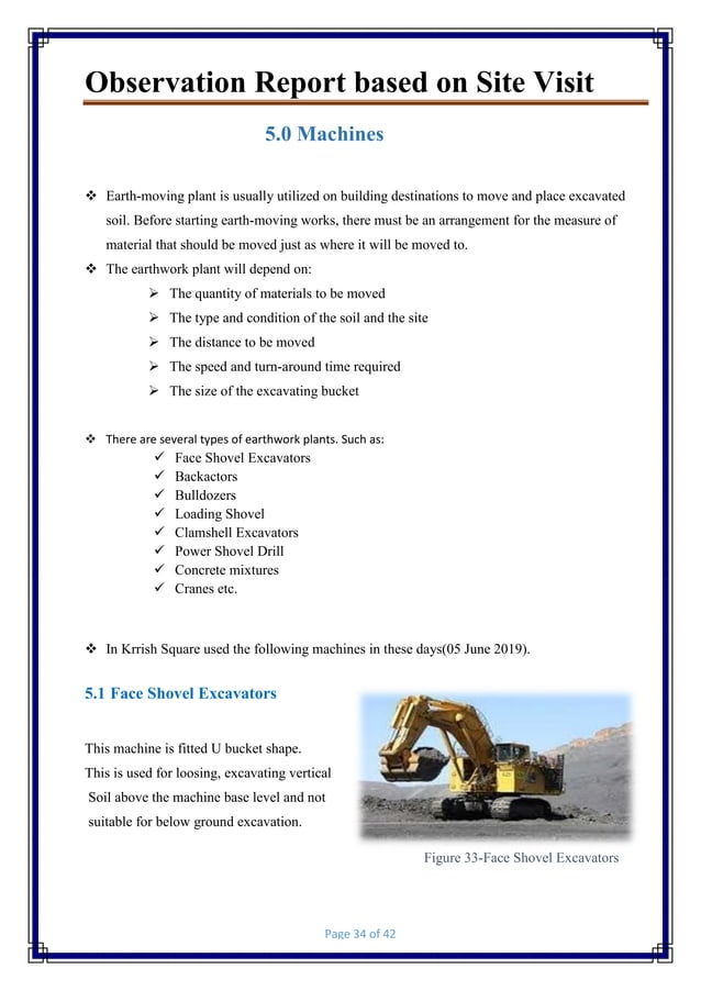 Observation site report | PDF | Civil Engineering Industry | Industries