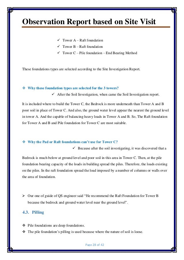 Observation site report