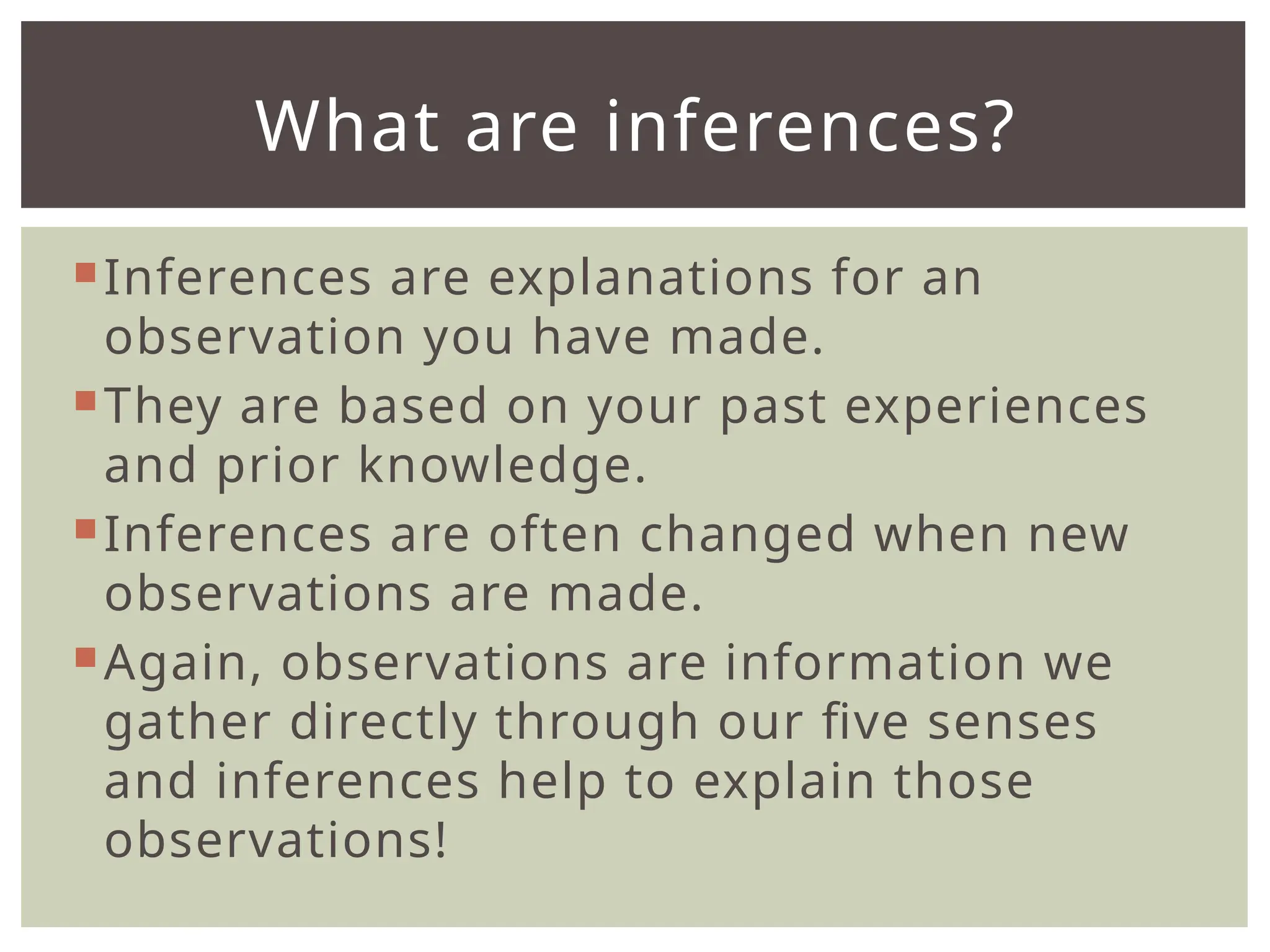 Observations vs Inference ppt grade seven | PPTX