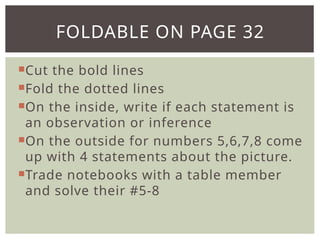 Observations vs Inference ppt grade seven | PPTX