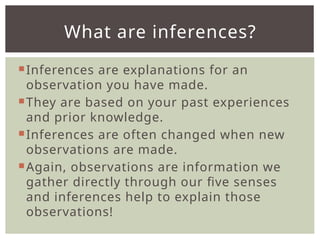 Observations vs Inference ppt grade seven | PPTX