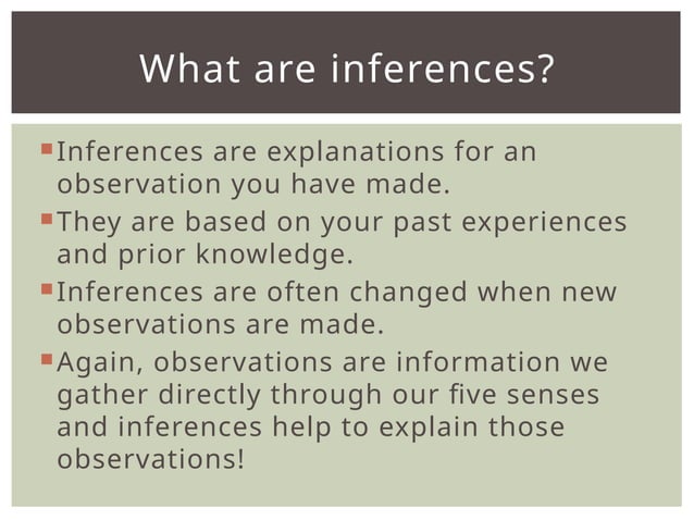 Observations vs Inference ppt grade seven | PPTX
