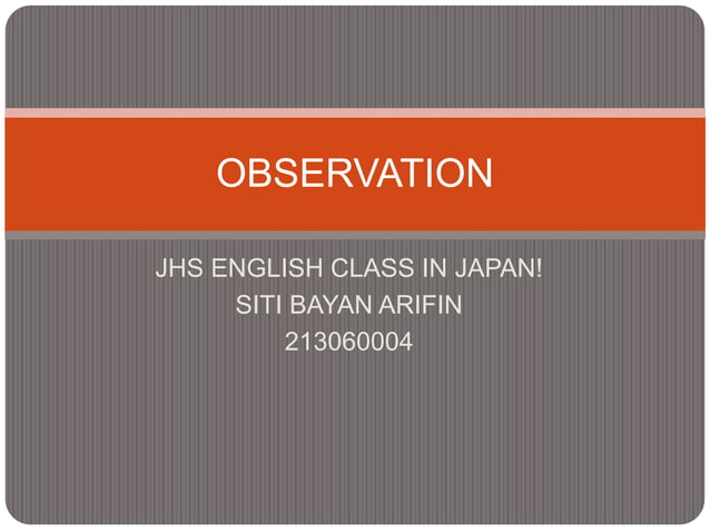 JHS ENGLISH CLASS IN JAPAN! | PPTX | Educational Assessment | Education