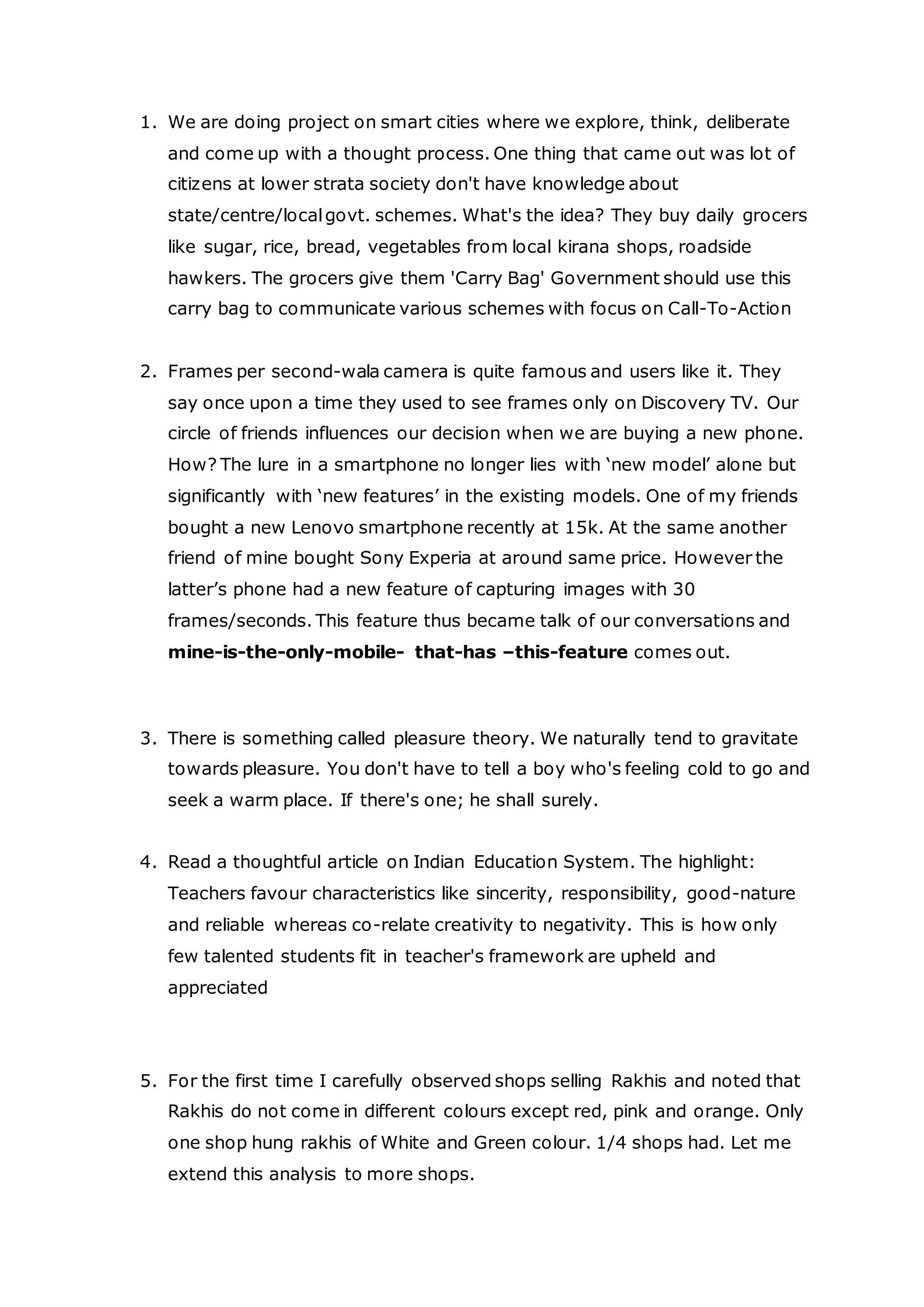 Observation | Stories | Ideas Week 2 | PDF