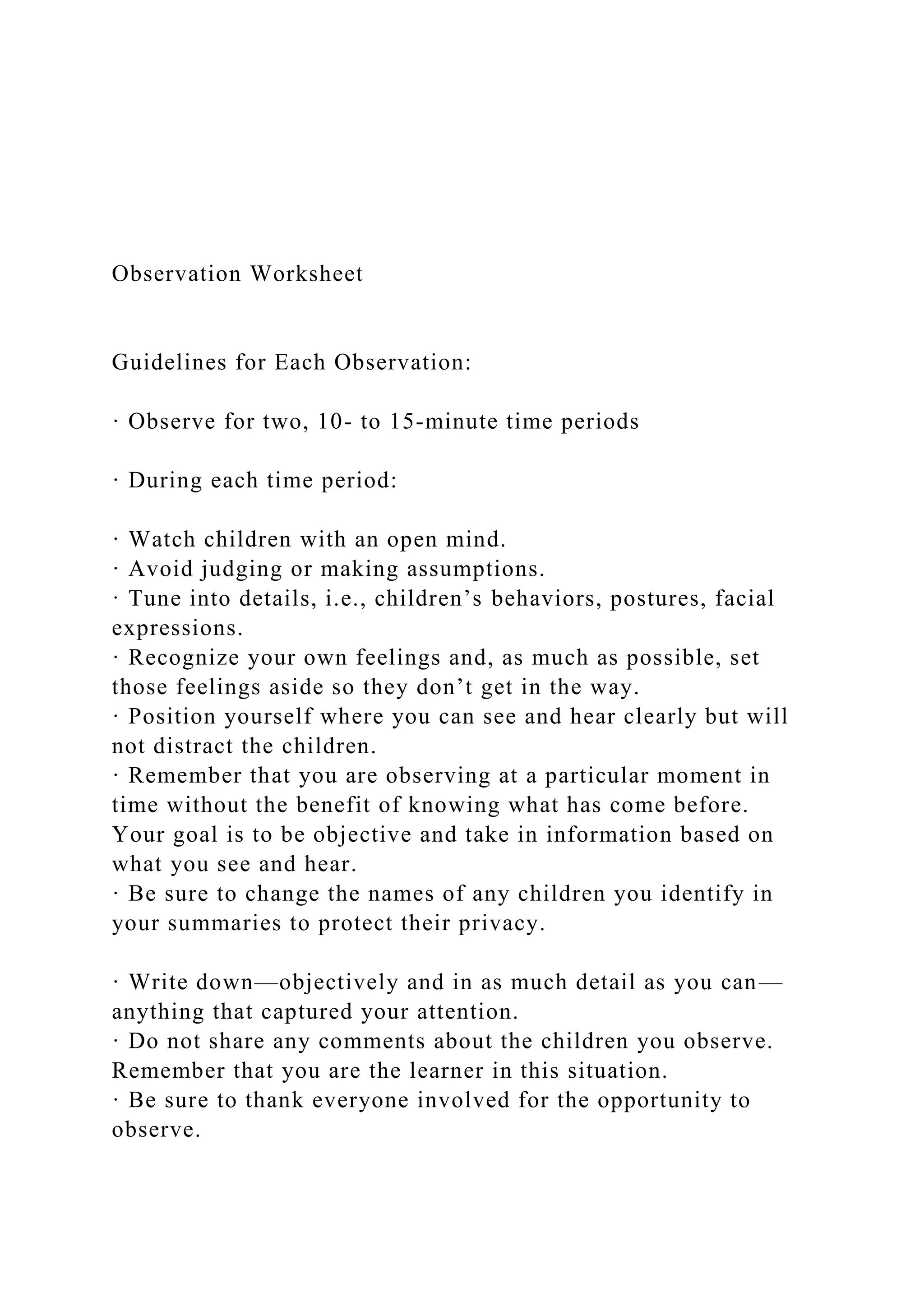 Observation WorksheetGuidelines for Each Observation.docx