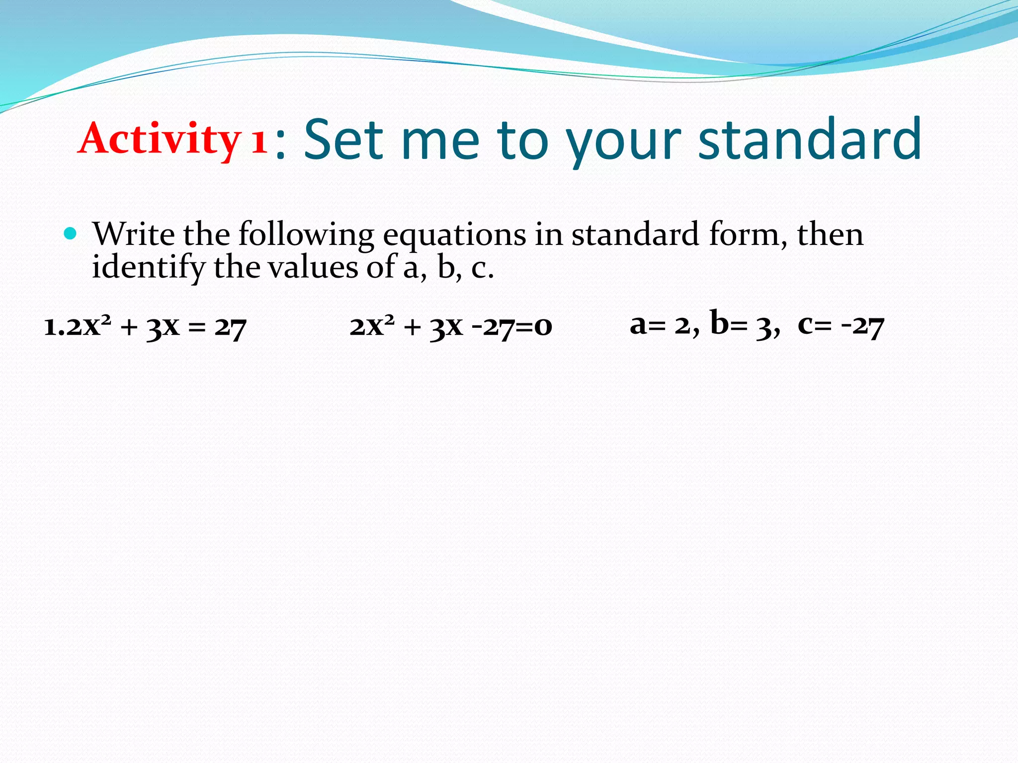 solving quadratic equations using quadratic formula | PPTX