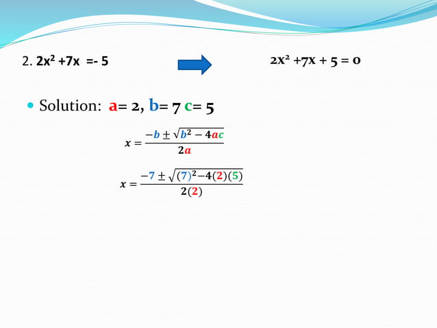 solving quadratic equations using quadratic formula | PPTX | Physics ...