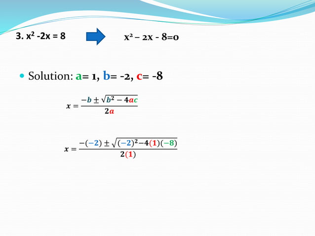 solving quadratic equations using quadratic formula | PPTX | Physics ...