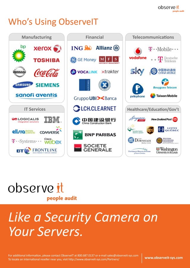ObserveIT Remote Access Session Recorder - Product Brochure | PDF | Computing | Technology ...