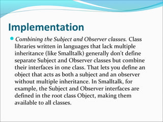 Observer pattern | PPT | Computing | Technology & Computing