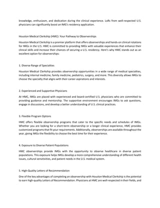 Observerships for IMGs in the USA with Houston Medical Clerkship.pdf