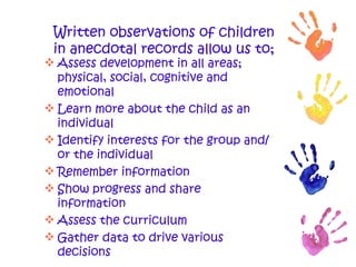 Observing Children and Writing Anecdotal Records | PPT