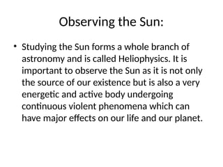 OBSERVING THE SOLAR SYSTEM created by Vishwanath Pai | PPT