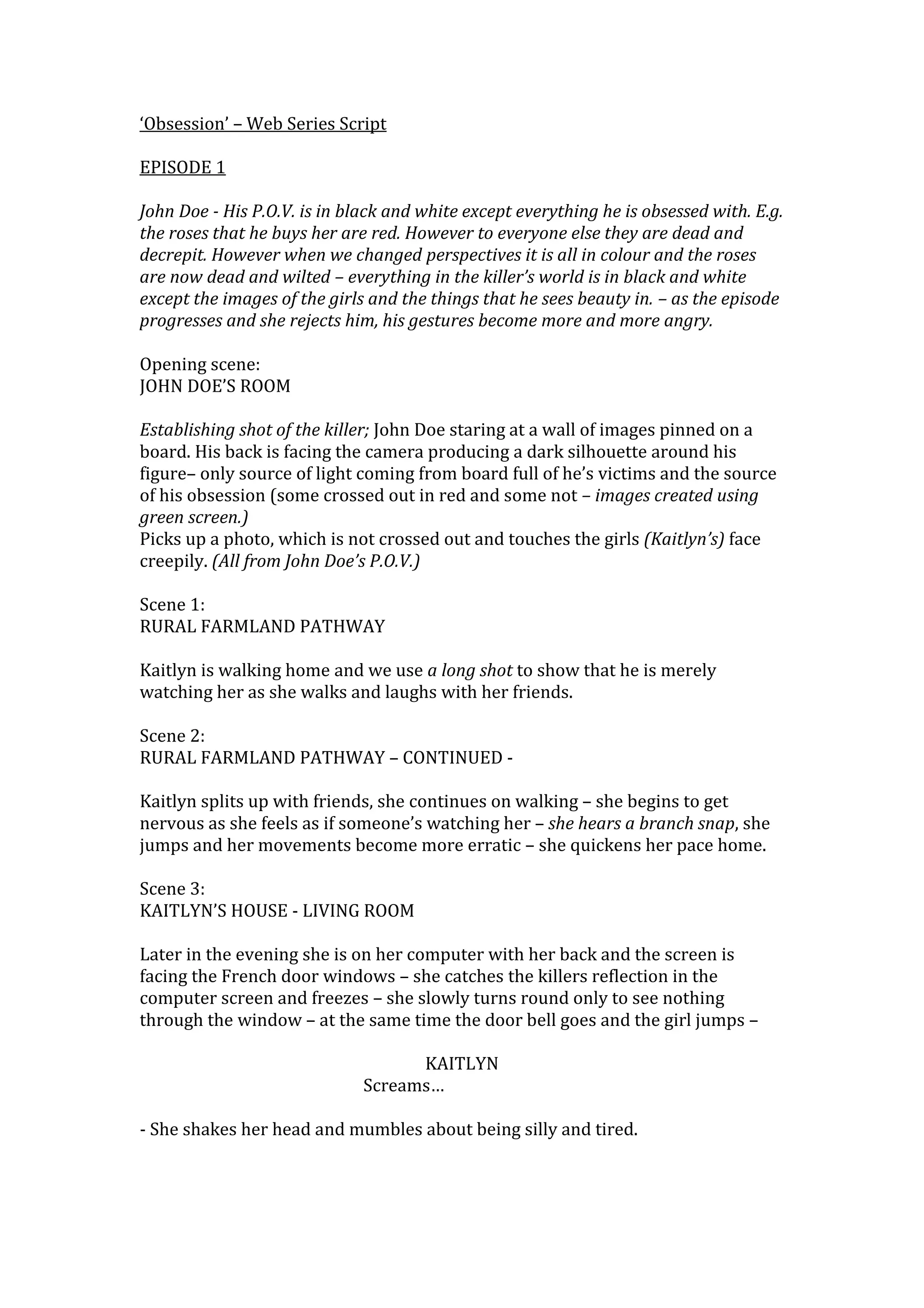 ‘Obsession’ – Web Series Script | DOCX