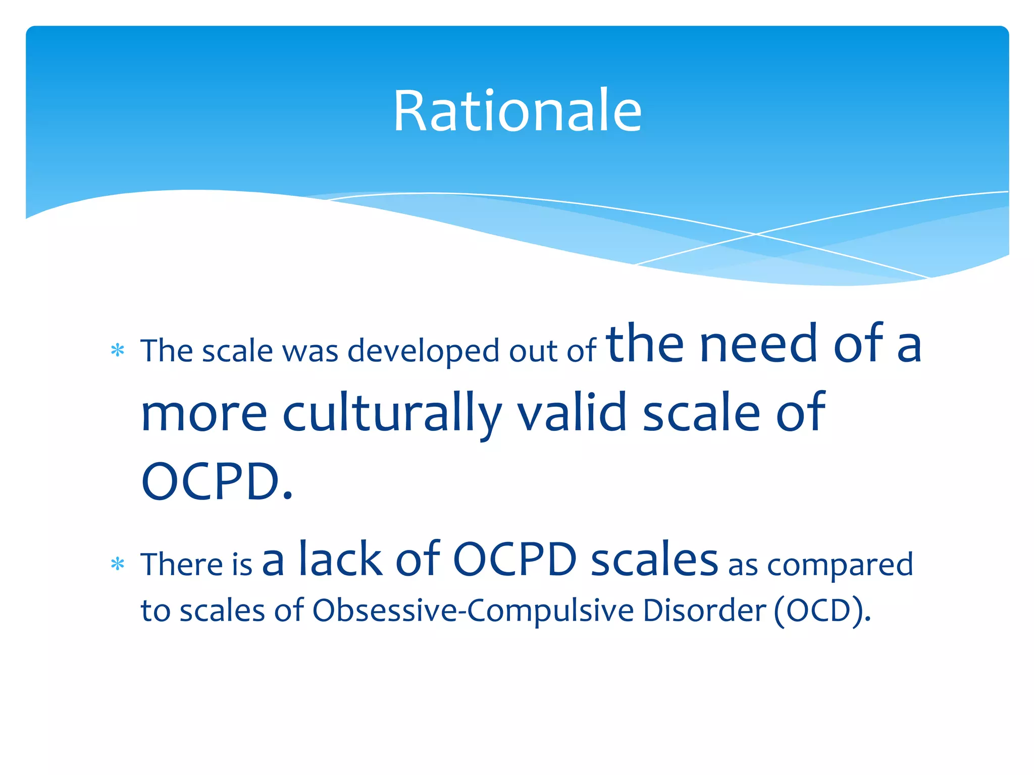 Obsessive compulsive personality scale | PPTX