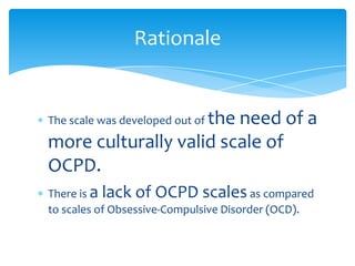 Obsessive compulsive personality scale | PPTX
