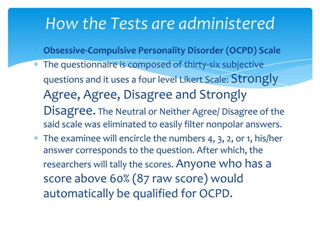 Obsessive compulsive personality scale | PPT