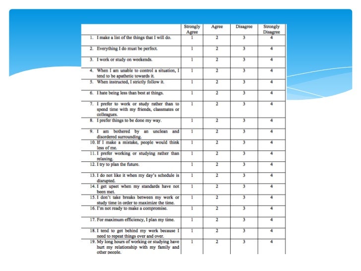 Obsessive compulsive personality scale
