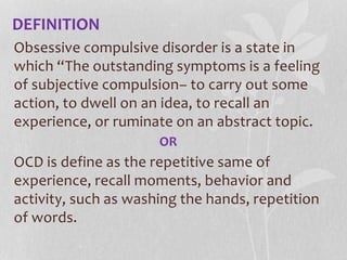 Obsessive compulsive disorder | PPT