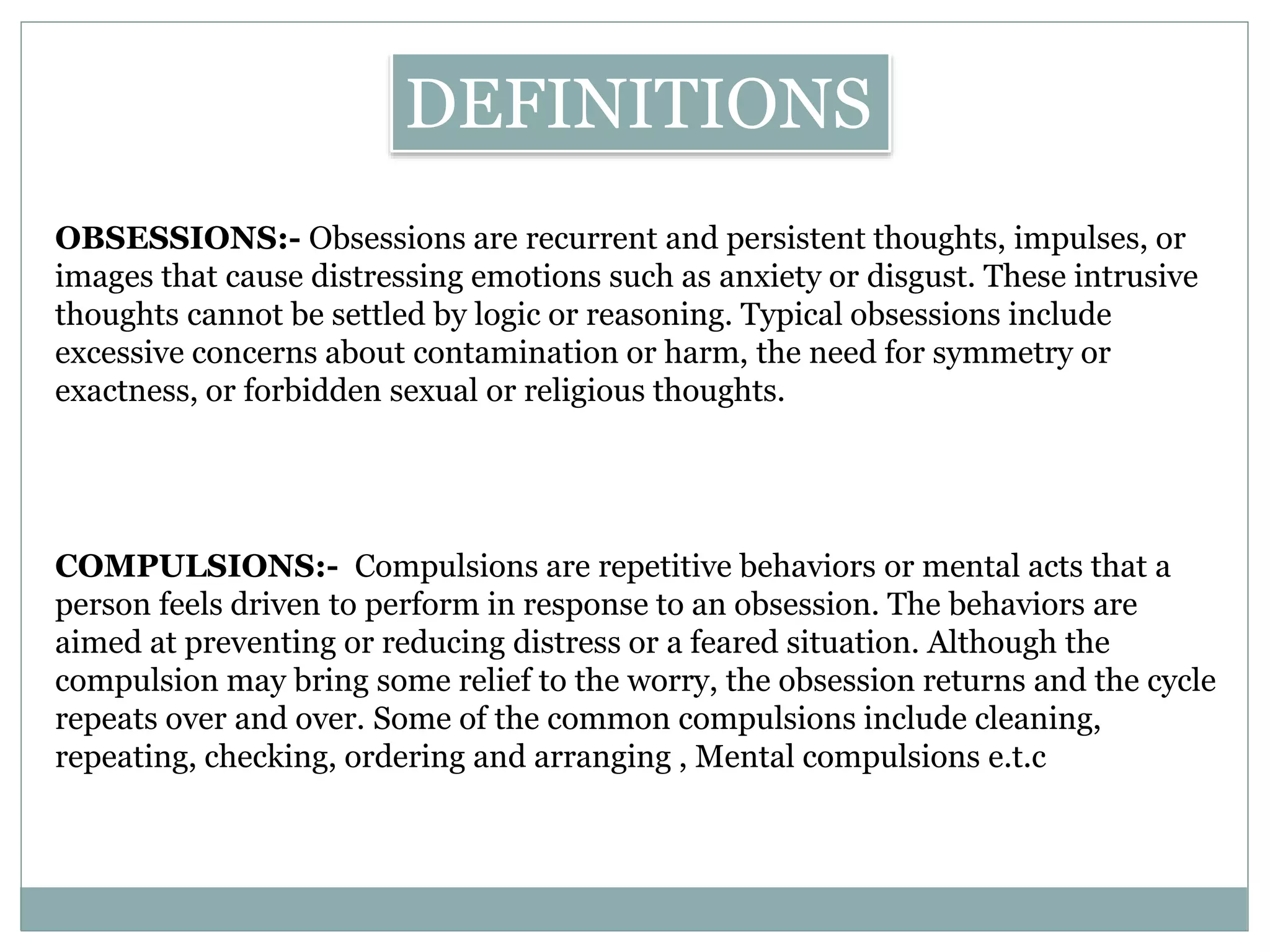 Obsessive compulsive disorder | PPTX