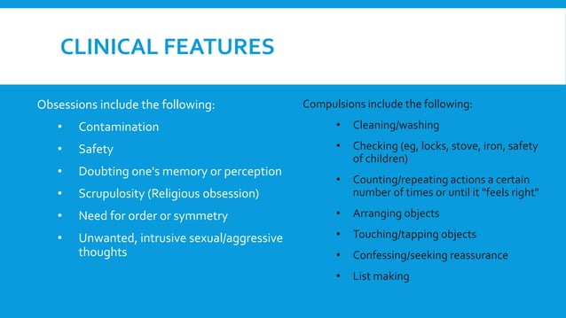 Obsessive Compulsive Disorder | Psychiatric Nursing | Juhin J | PDF