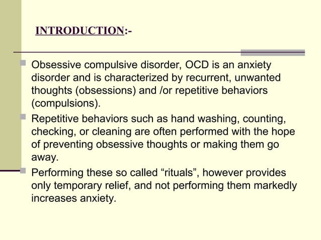 obsessive compulsive disorder and management .ppt